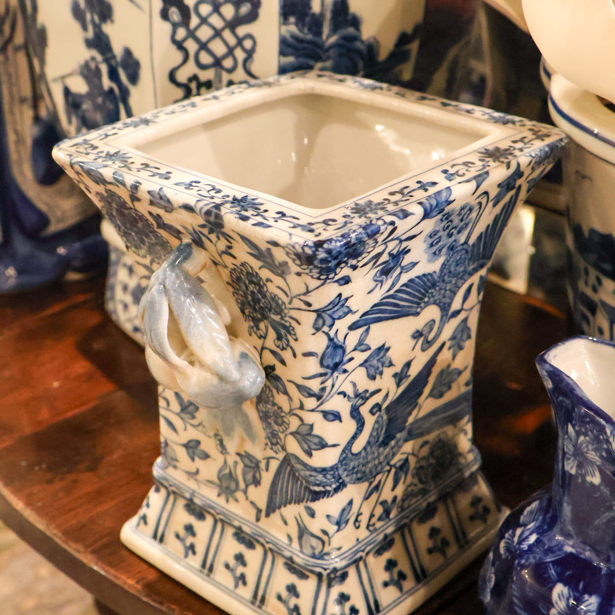 Blue and White Floral Cachepot – EK Home