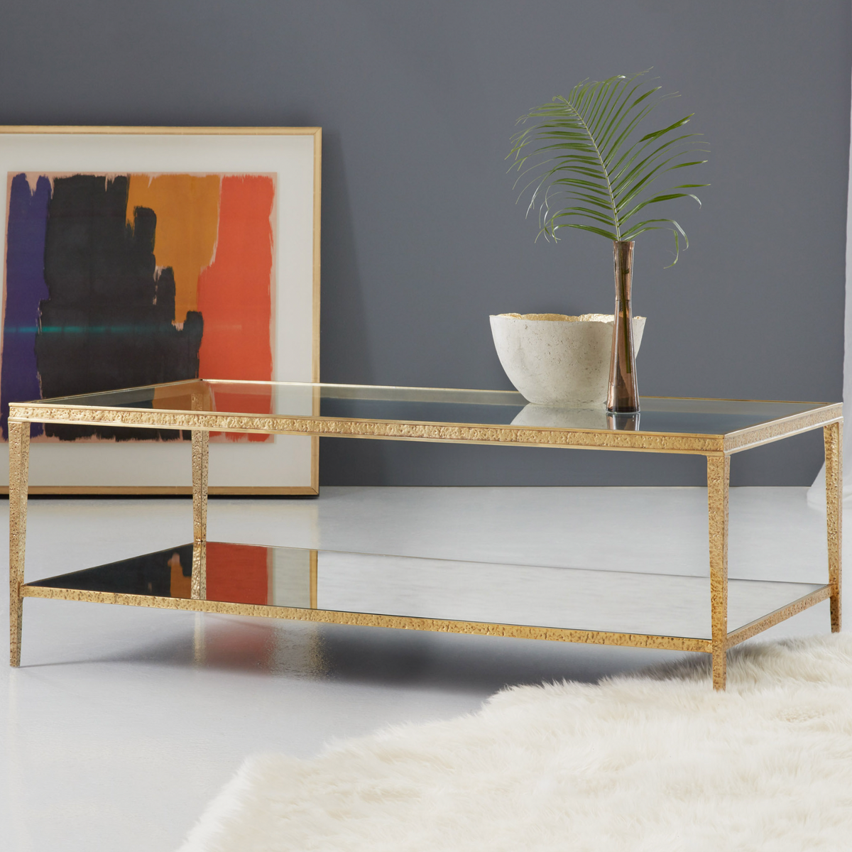 Sculpture Cocktail Antique Mirror Glass Coffee Table – EK Home